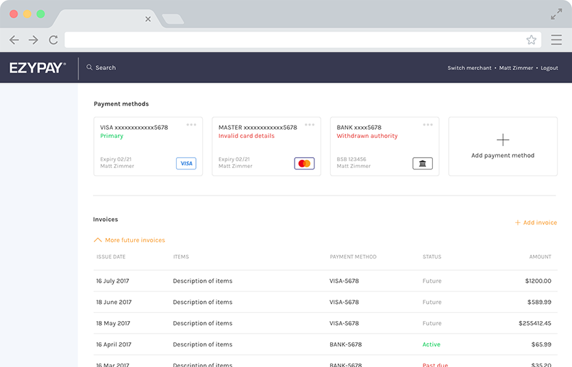 Payment Collection & Electronic Invoicing | Features | Ezypay