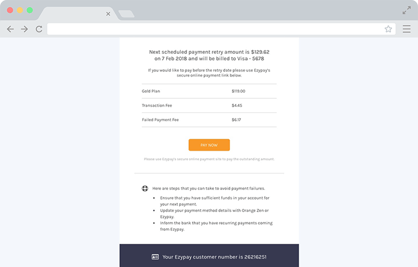 Failed Payment Handling | Features | Ezypay