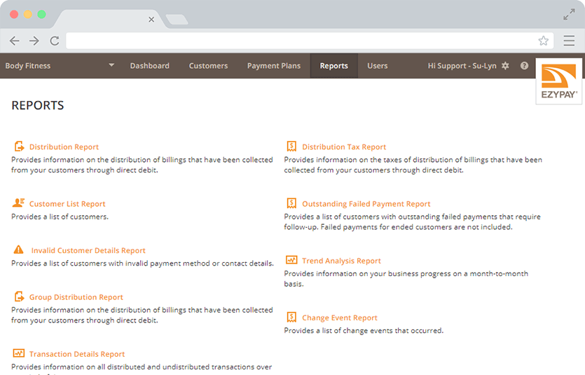 Financial Reporting Software (Feature) | Ezypay